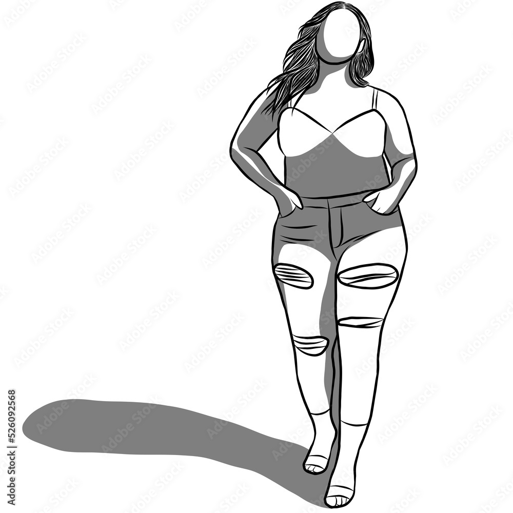 Body positive concept.Woman plus size.Confident obese women on over ...