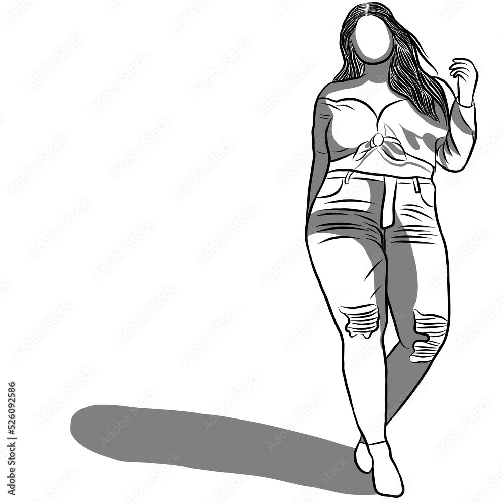 Body positive concept.Woman plus size.Confident obese women on over ...