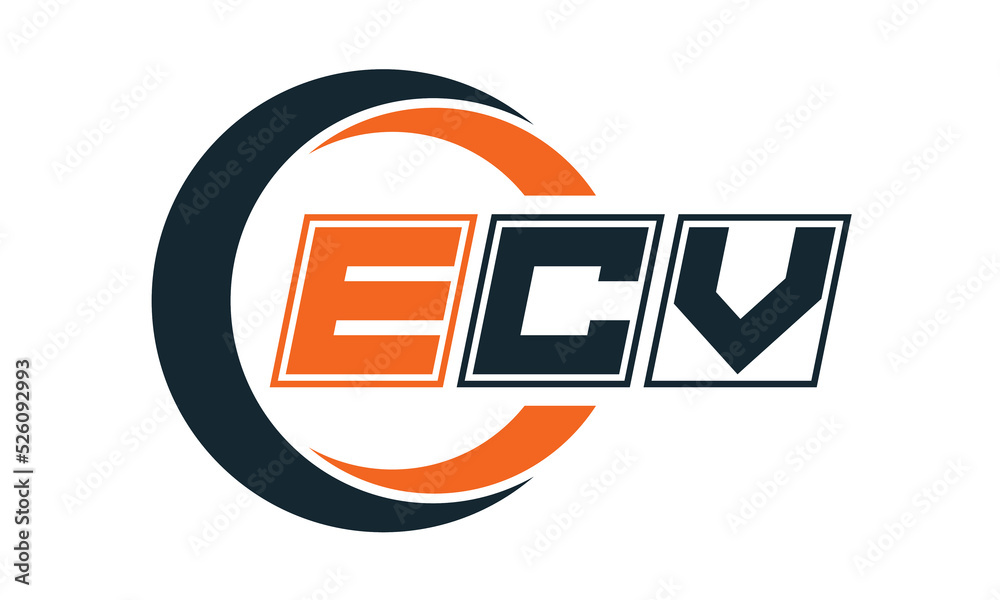 ECV three-letter circle logo design. custom font logo vector template ...