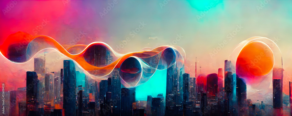 Abstract color texture. Modern futuristic pattern, digital city concept ...