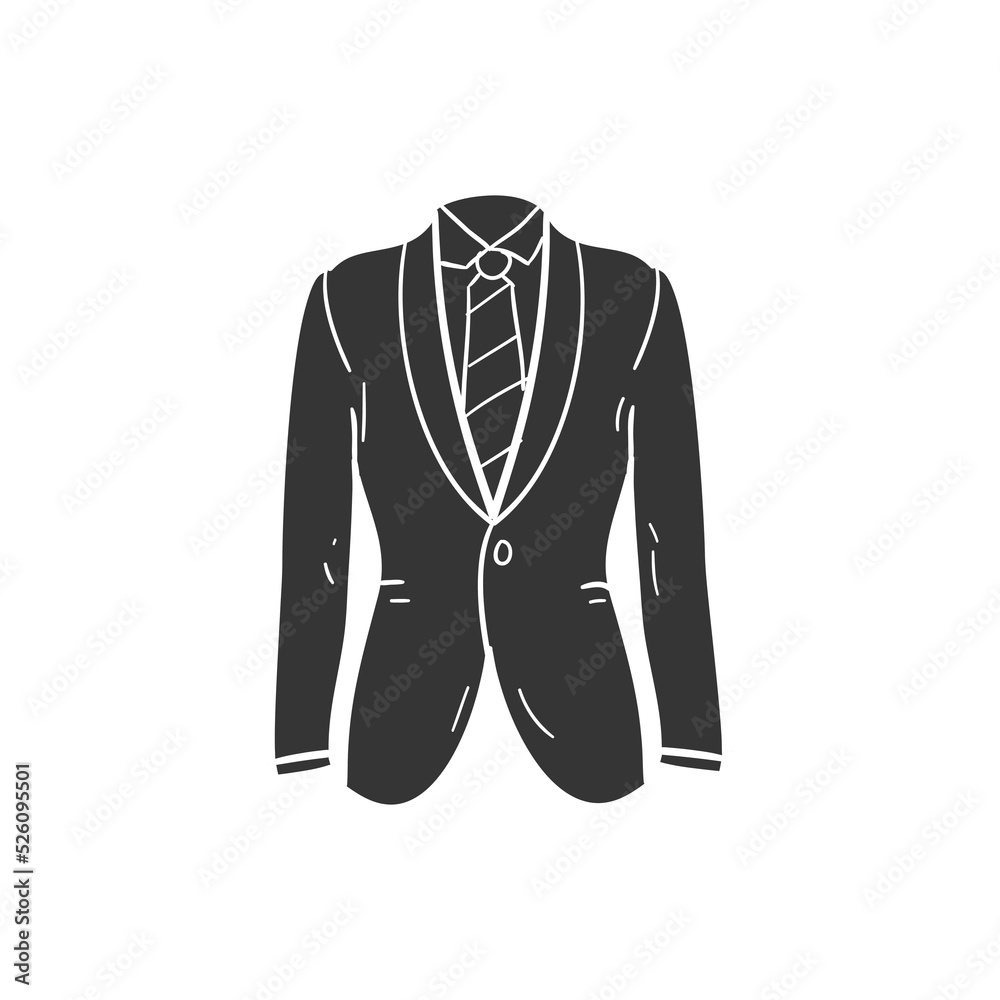 Suit Icon Silhouette Illustration. Man Wear Vector Graphic Pictogram ...