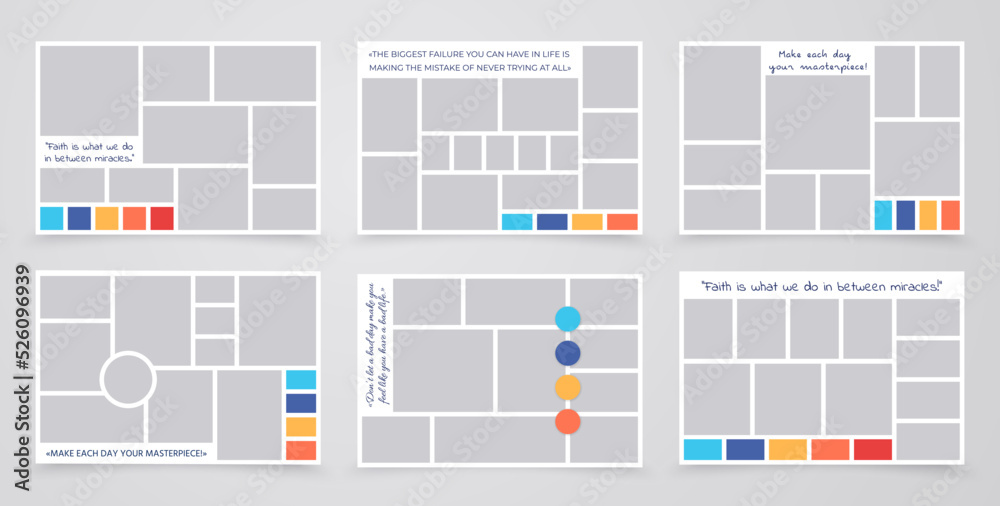 Moodboard grid. Collage templates. Mood board background. Set mosaic ...