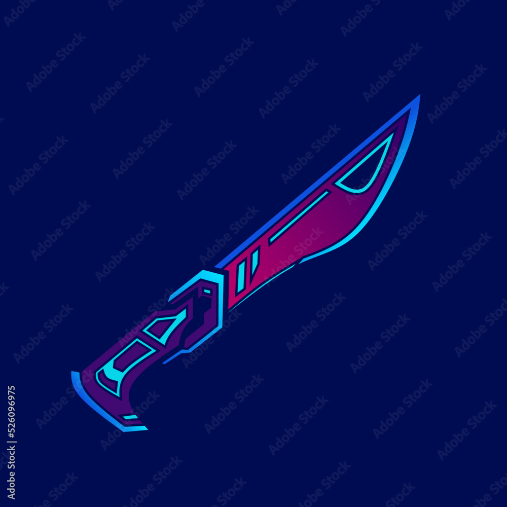 Dagger neon small sword cyberpunk knife logo fiction colorful design ...
