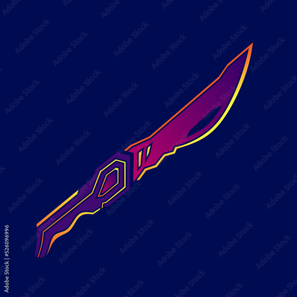 Dagger neon small sword cyberpunk knife logo fiction colorful design ...