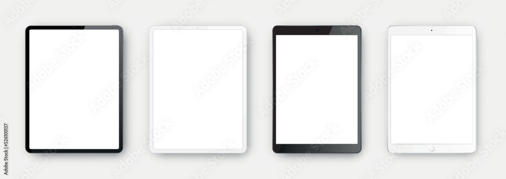 Realistic tablet mockup set. Black and white tablet computers mockups ...