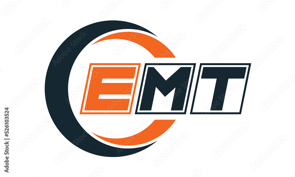 EMT three-letter circle logo design. custom font logo vector template ...