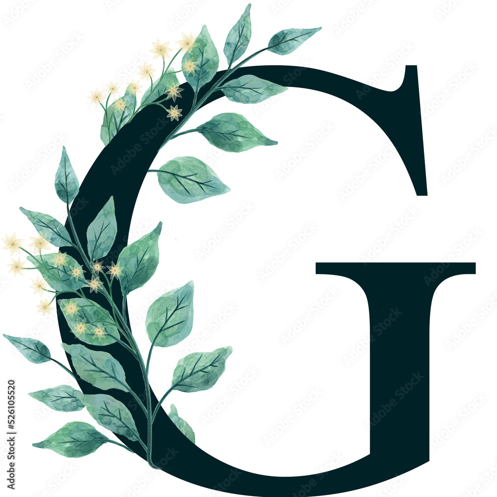Black Letter G PNG with floral arrangement with transparent background ...
