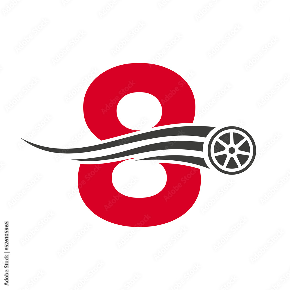 Sport Car Letter 8 Automotive Car Repair Logo Design Concept With ...