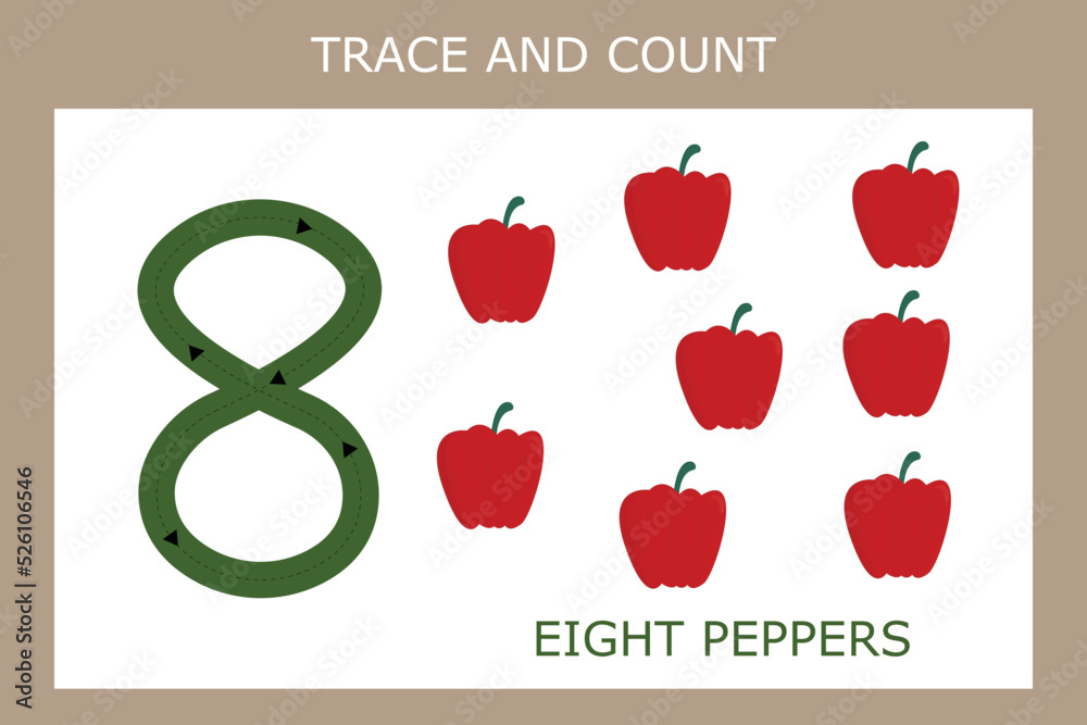 A game of tracing the outlines of the number eight with peppers ...