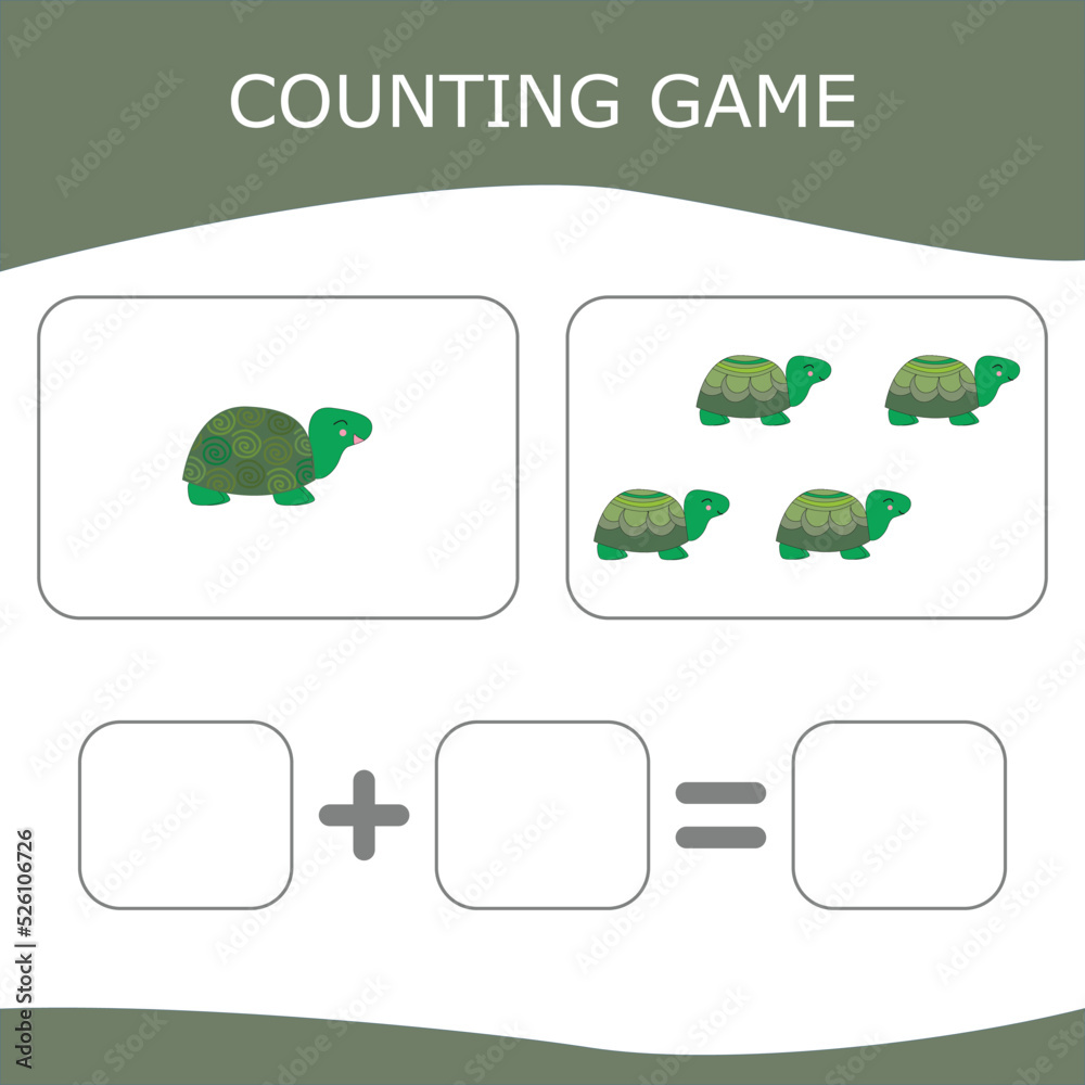 How many counting game with funny turtles. Worksheet for preschool kids ...
