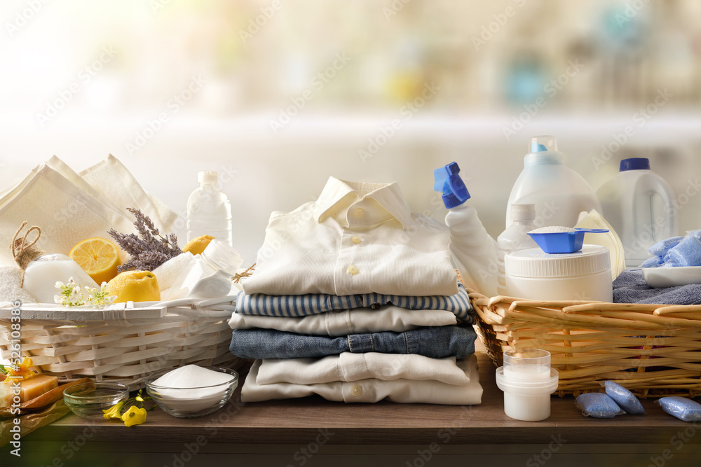 Ecological and chemical products for washing clothes in domestic ...