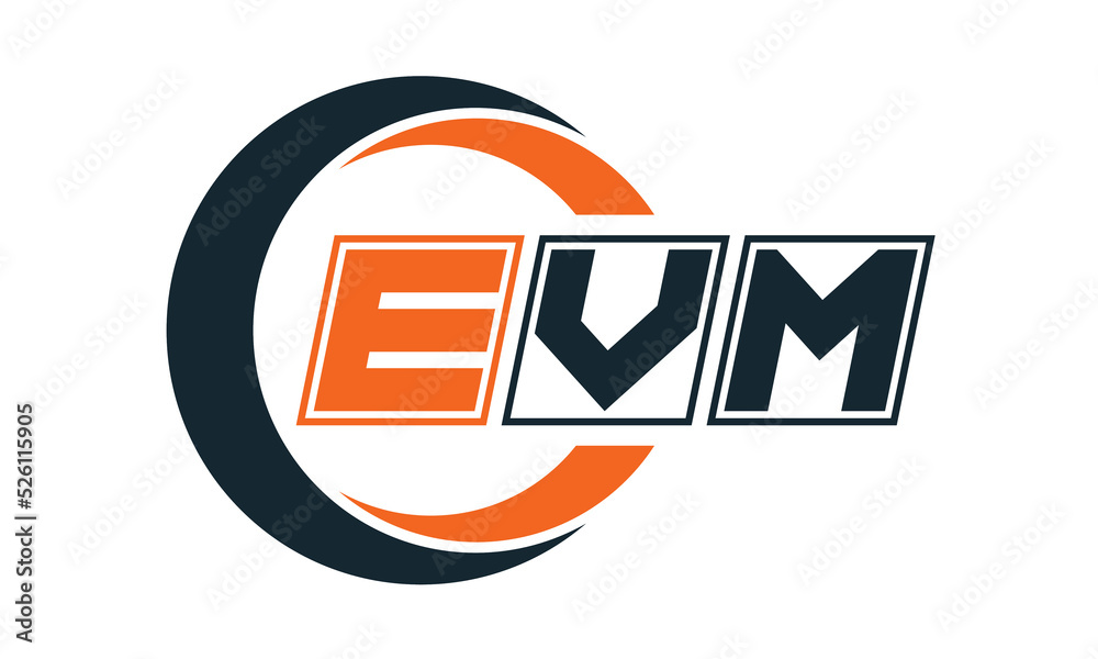 EVM three-letter circle logo design. custom font logo vector template ...