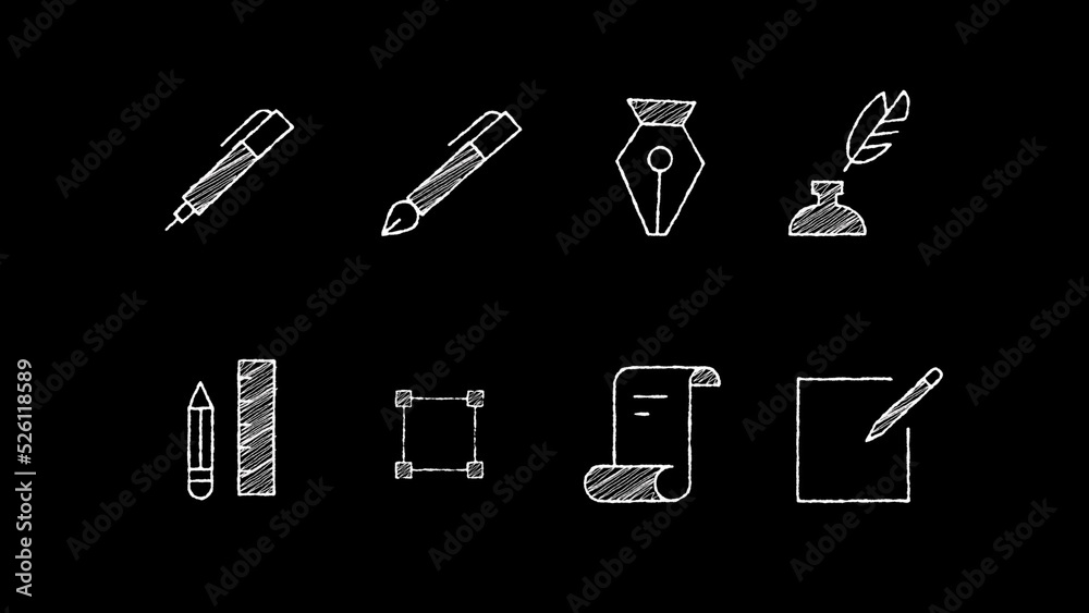8 Design Animated Chalkboard Icons Overlay 2 Stock Template | Adobe Stock