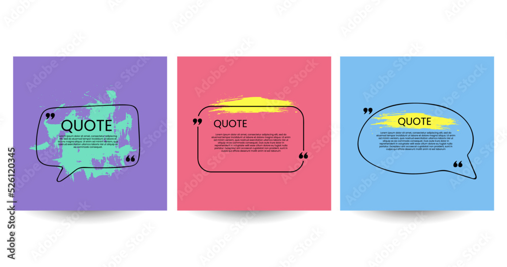 Quote poster set. Hand drawn geometric frame, box collection with ...