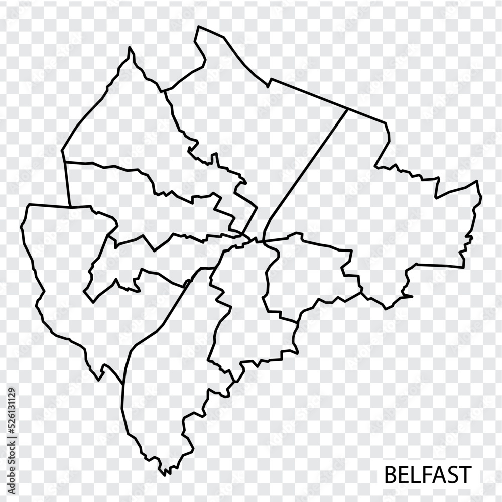 High Quality map of Belfast is a city of Northern Ireland, with borders ...