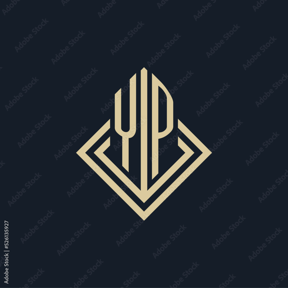 Initials YP logo rhombus lines shape style, luxury modern real estate ...