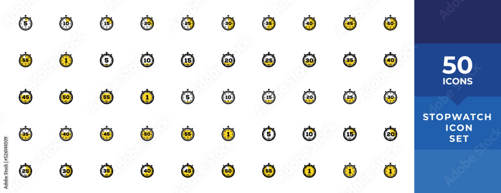 Timer Icon Set Stopwatch Timer Collection Timer Or Clock Symbol Countdown Circle Clock