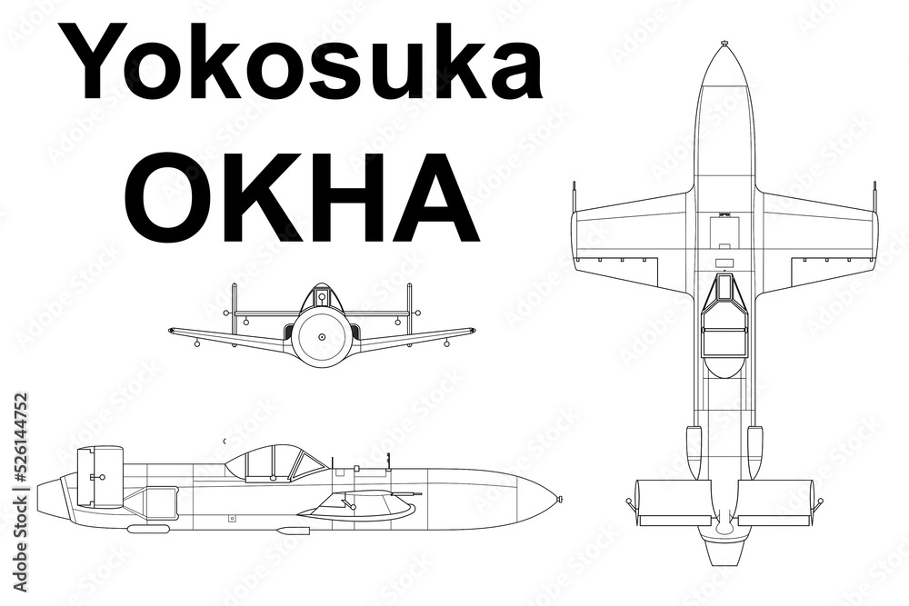 Avión cohete Kamikaze Yokosuka MXY-7 Okha Stock Illustration | Adobe Stock