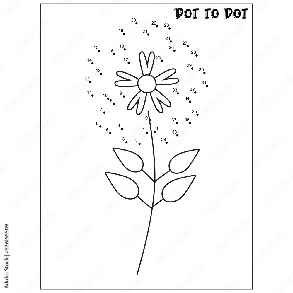 Flower connect the dots activities Stock Vector | Adobe Stock