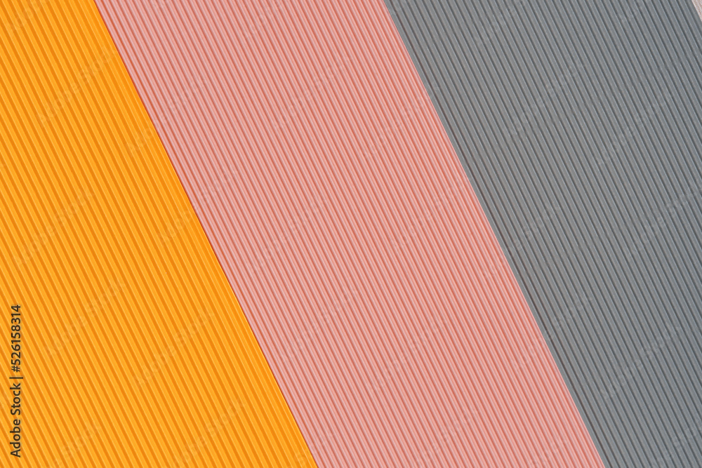 Gray, pink and orange three tone color paper background with stripes ...