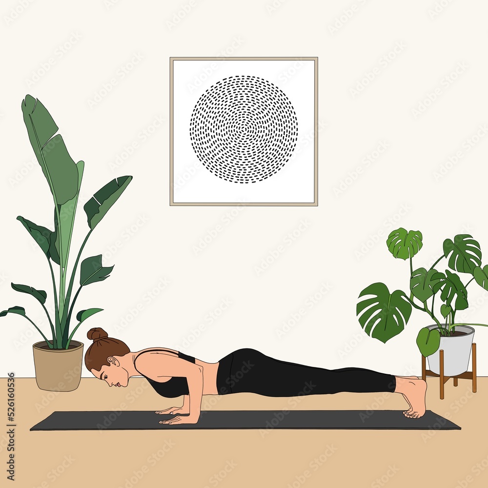 Dolphin (Forearm) Plank Pose / Makara Adho Mukha Svanasana. Stretching ...