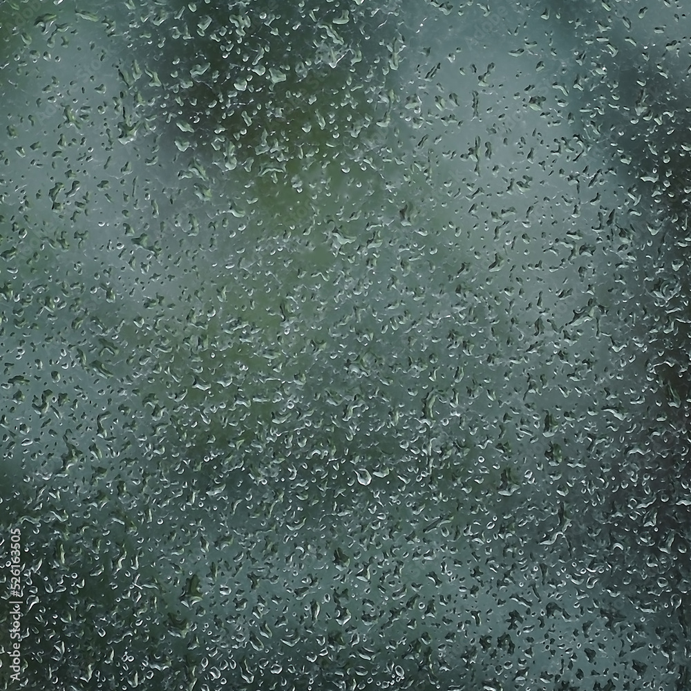 Rainy day, raindrops on wet window glass, vertical bright abstract rain ...