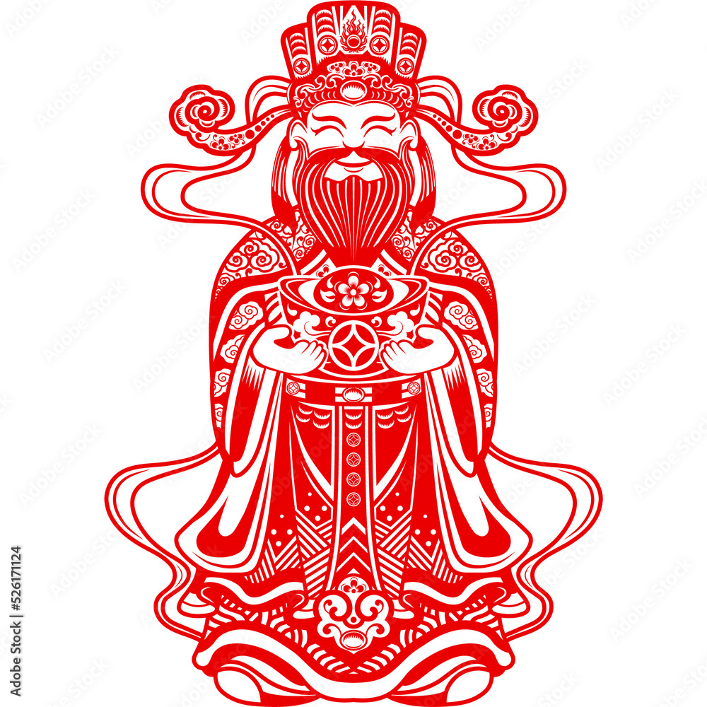 Cai Shen, God of wealth, God of fortune Stock Illustration | Adobe Stock