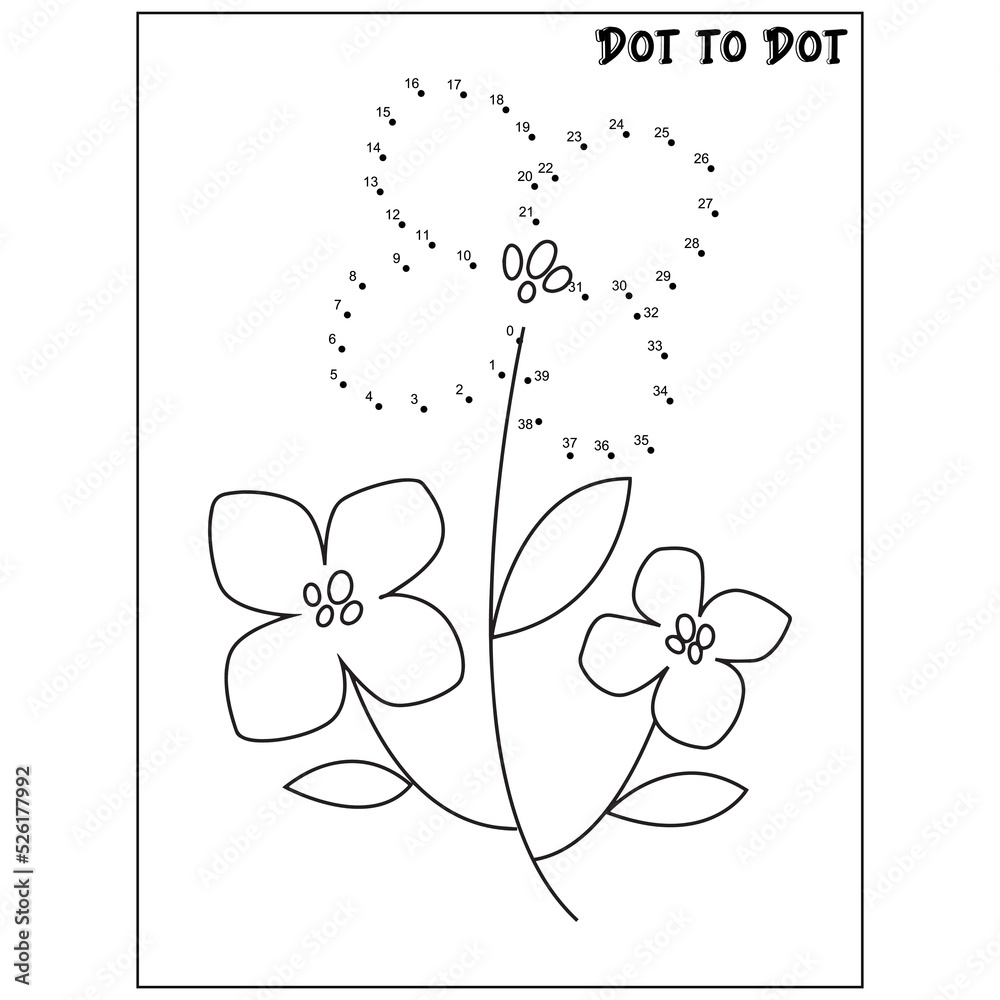 Flower connect the dots activities Stock Vector | Adobe Stock