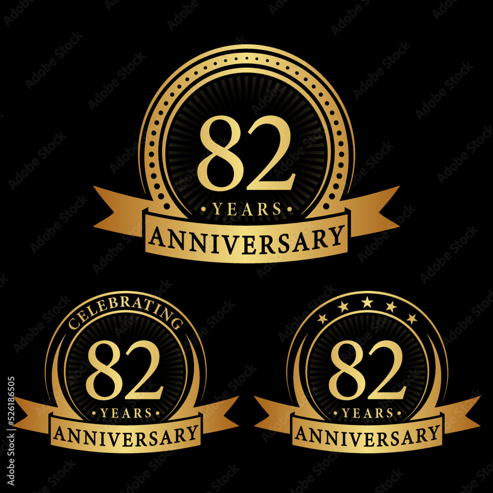 82 years anniversary logo collections. Set of 82nd Anniversary logotype ...