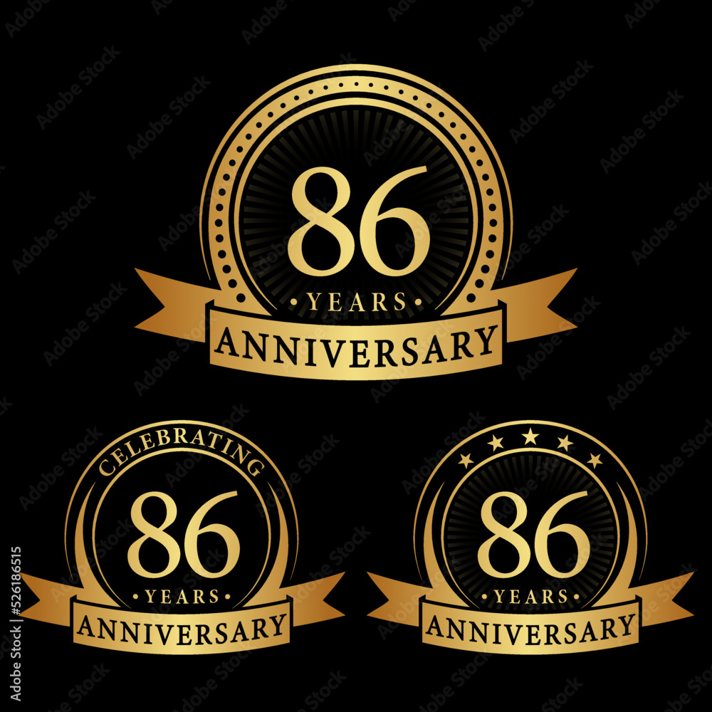 86 years anniversary logo collections. Set of 86th Anniversary logotype ...