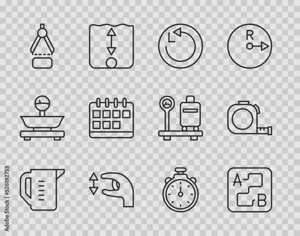 Set line Measuring cup, Route location, Radius, Approximate ...