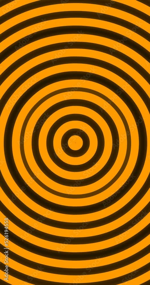 Yellow, orange circles expanding loop animation. Line concentric ...