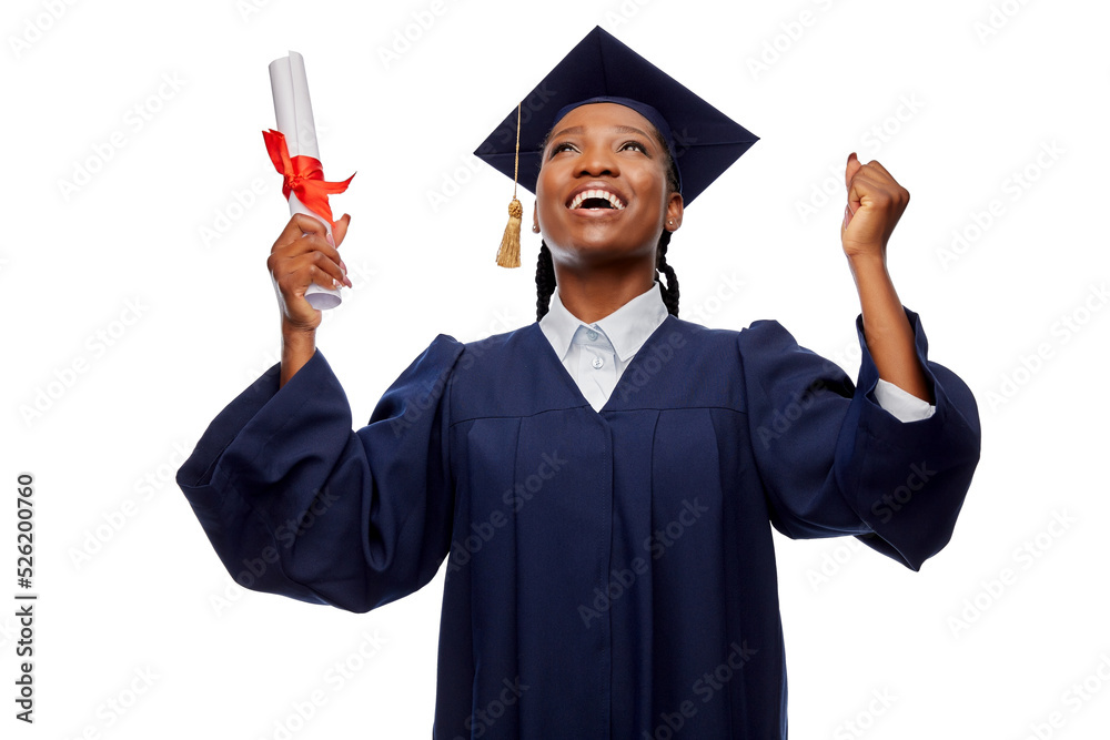 education, graduation and people concept - happy graduate student woman ...