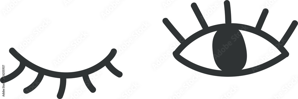 Hand drawn eye doodles. Open and winking eyes. Stock Illustration ...