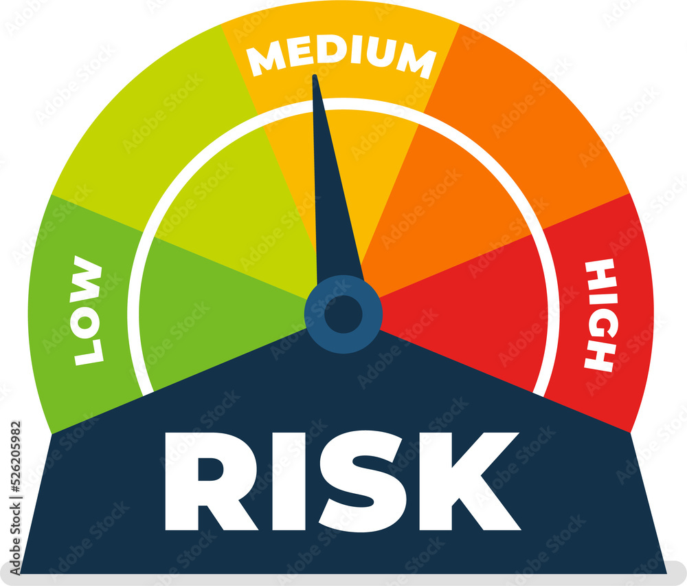 Risk icon on speedometer. Medium risk meter. Stock Illustration | Adobe ...