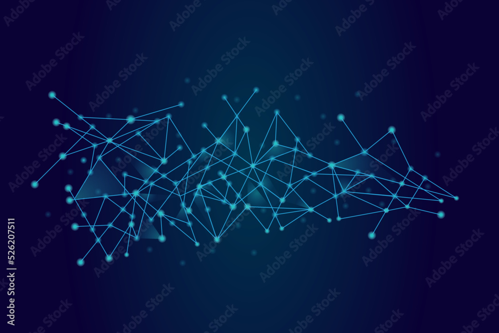 Network abstract connection isolated on blue background. Network ...