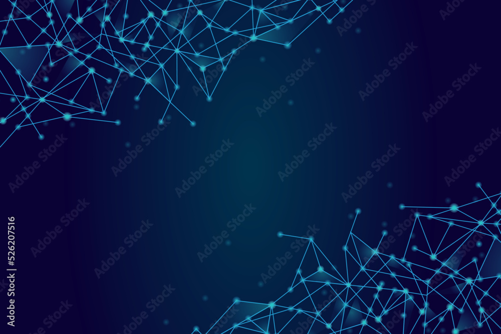 Network abstract connection isolated on blue background. Network ...