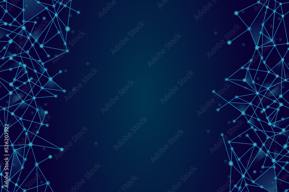 Network abstract connection isolated on blue background. Network ...