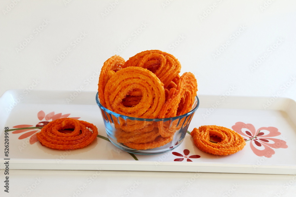 Indian Traditional homemade Tea Time Snack Chakli or chakri a spiral ...