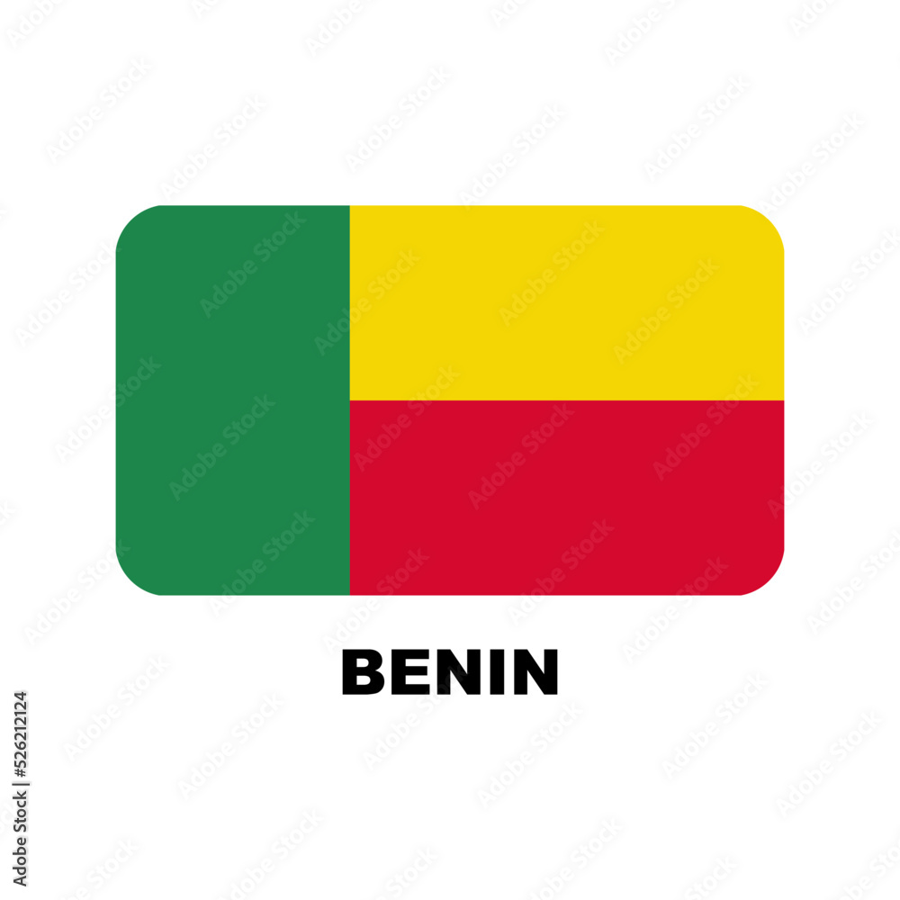 Oficial national flags of the world. Benin country. Design rectangular. Vector Isolated on a ...