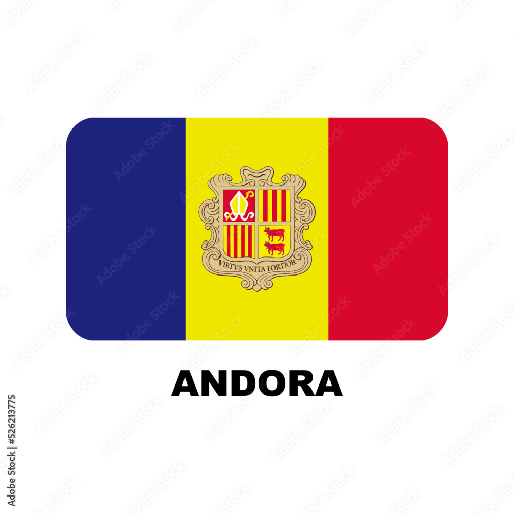 Oficial national flags of the world. Andora country. Design rectangular ...