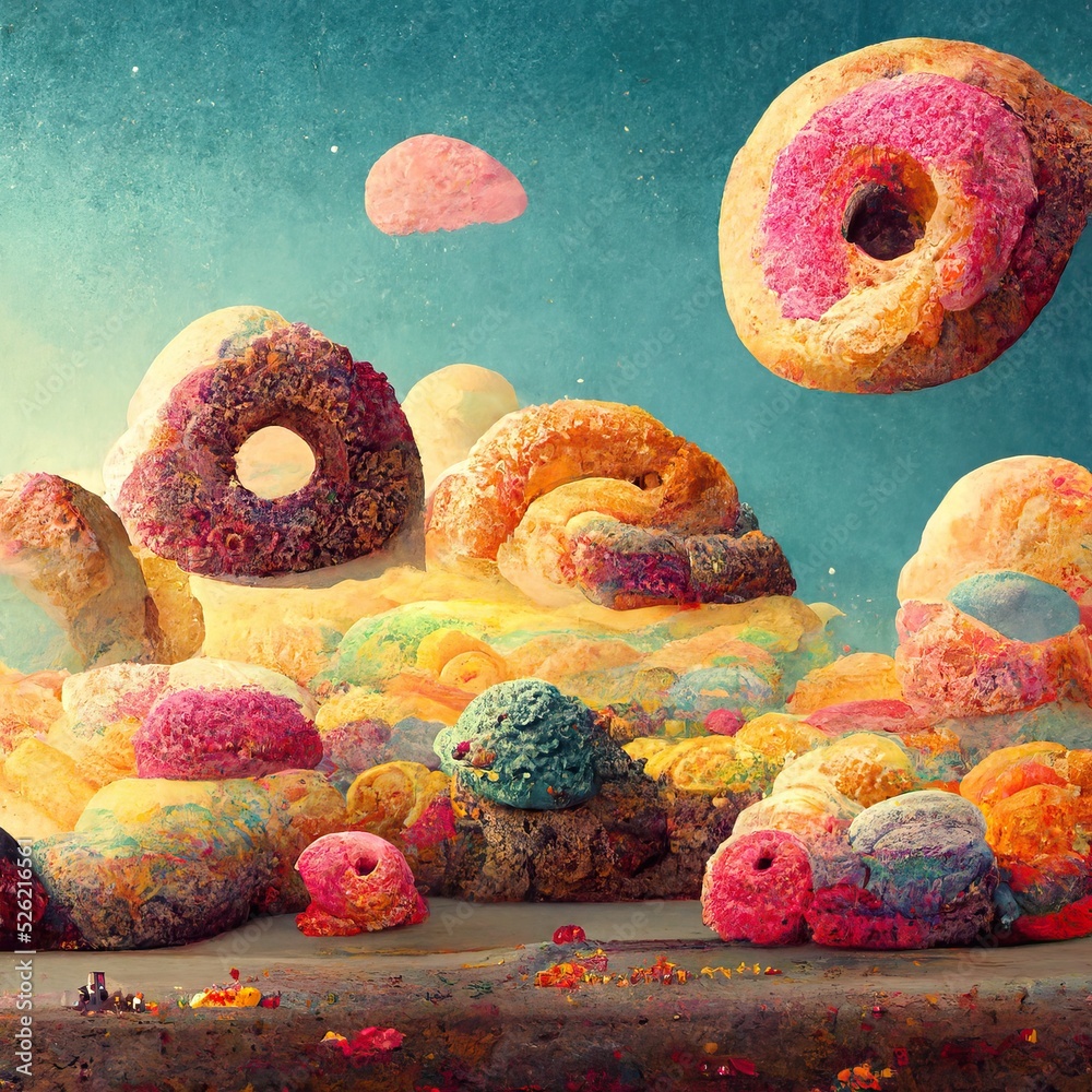 Fantasy donut land with desserts and sweets doughnut candyland, sweet ...