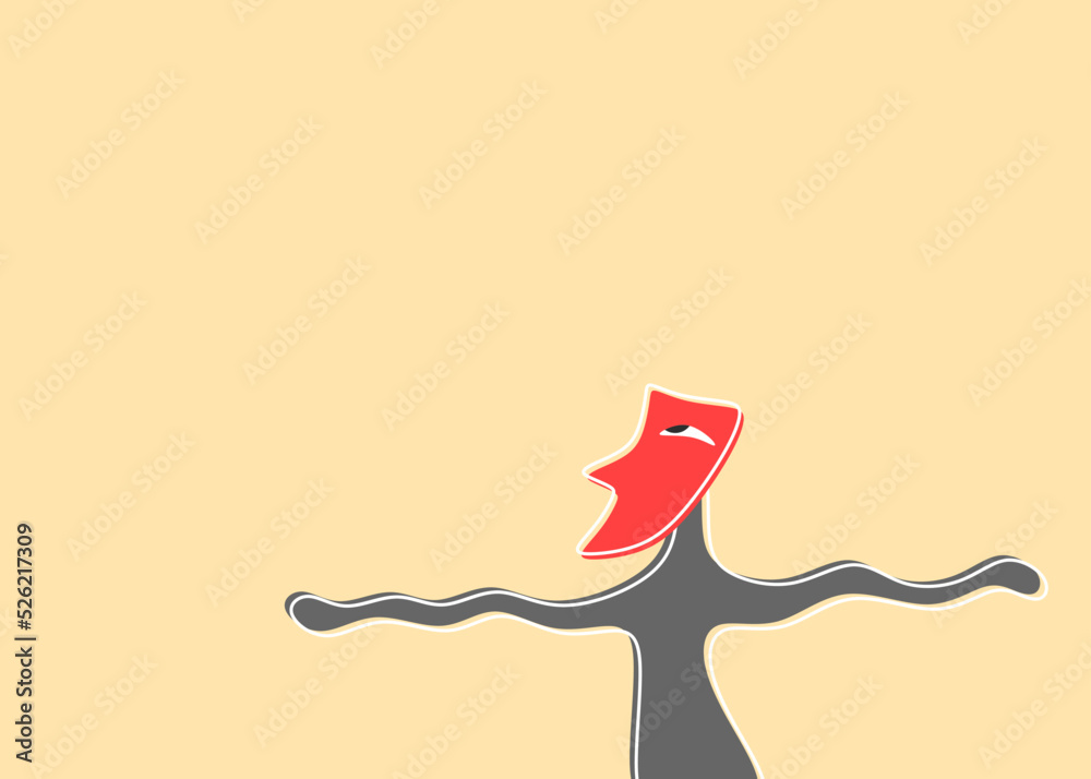 An illustration of abstract face art with dancing pose Stock Vector ...