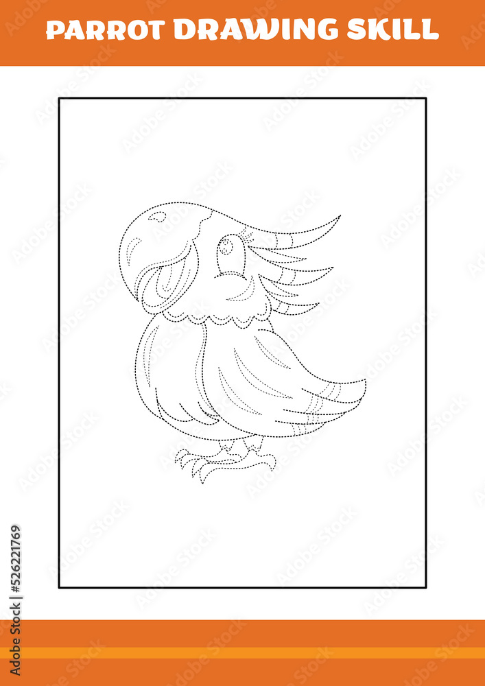 parrot drawing skill for kids. Line art design for kids printable ...