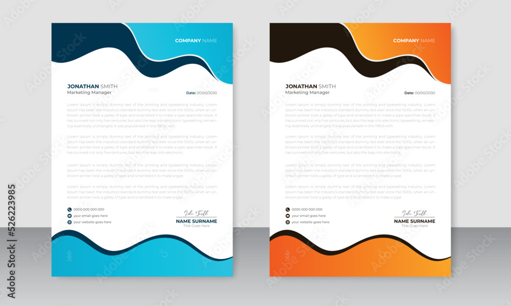 Modern corporate company business letterhead template design or layout ...