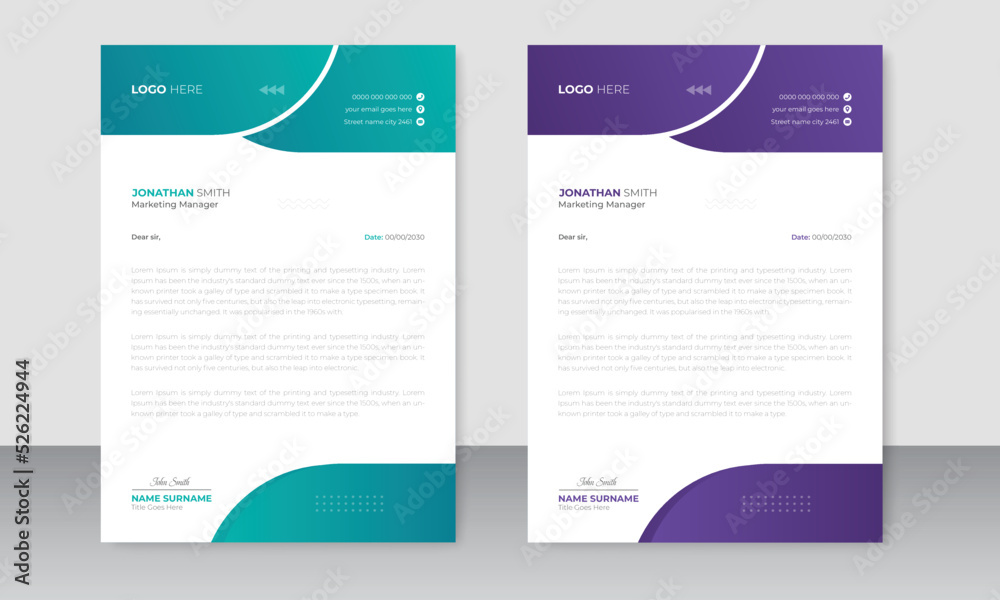 professional Corporate business letterhead template design or layout ...