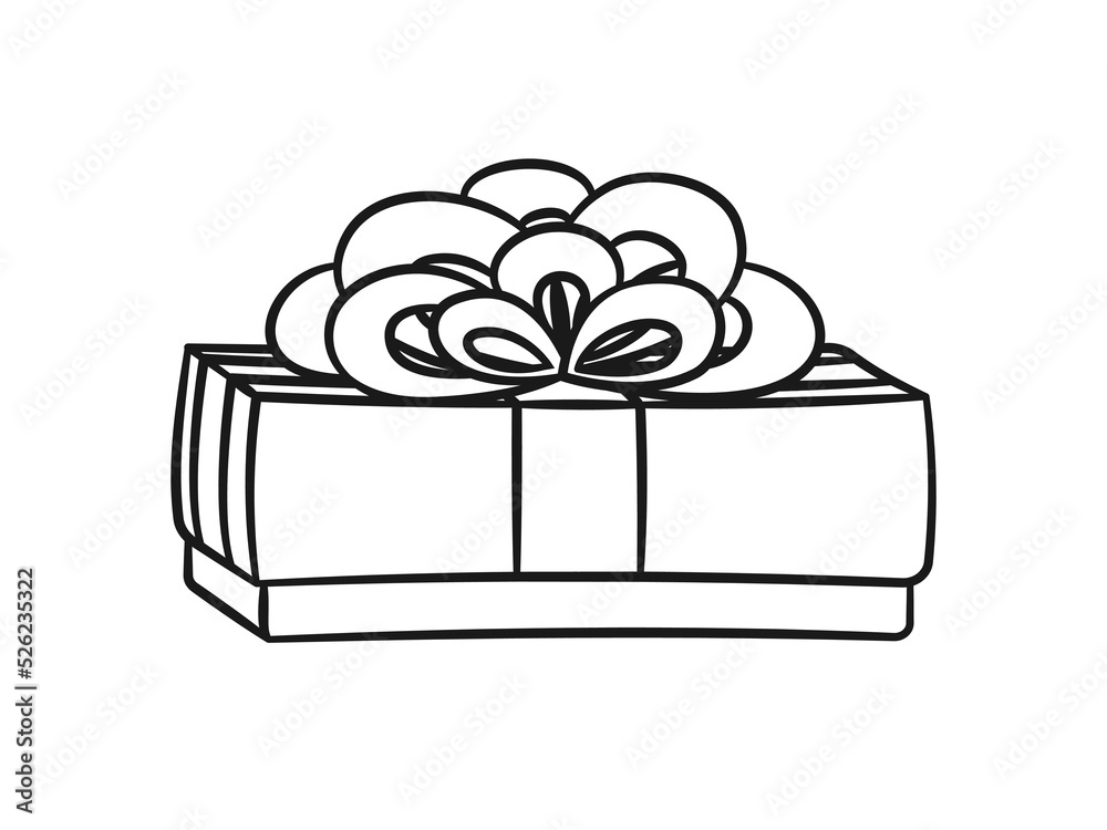Gift box with bow cartoon. Christmas or birthday present illustration ...