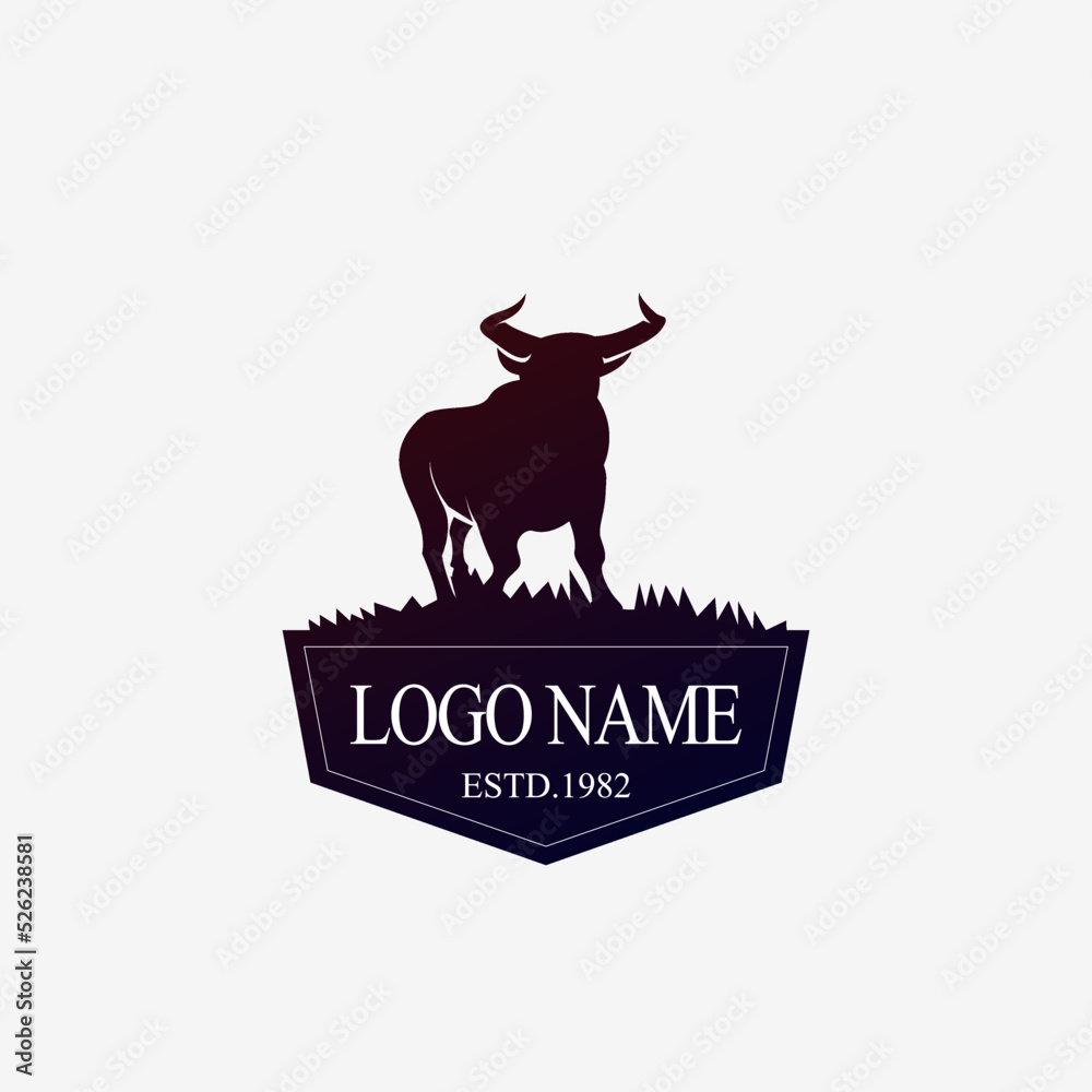 luxury bull logo. bull logo. Bull logo badge emblem sign isolated. bull ...