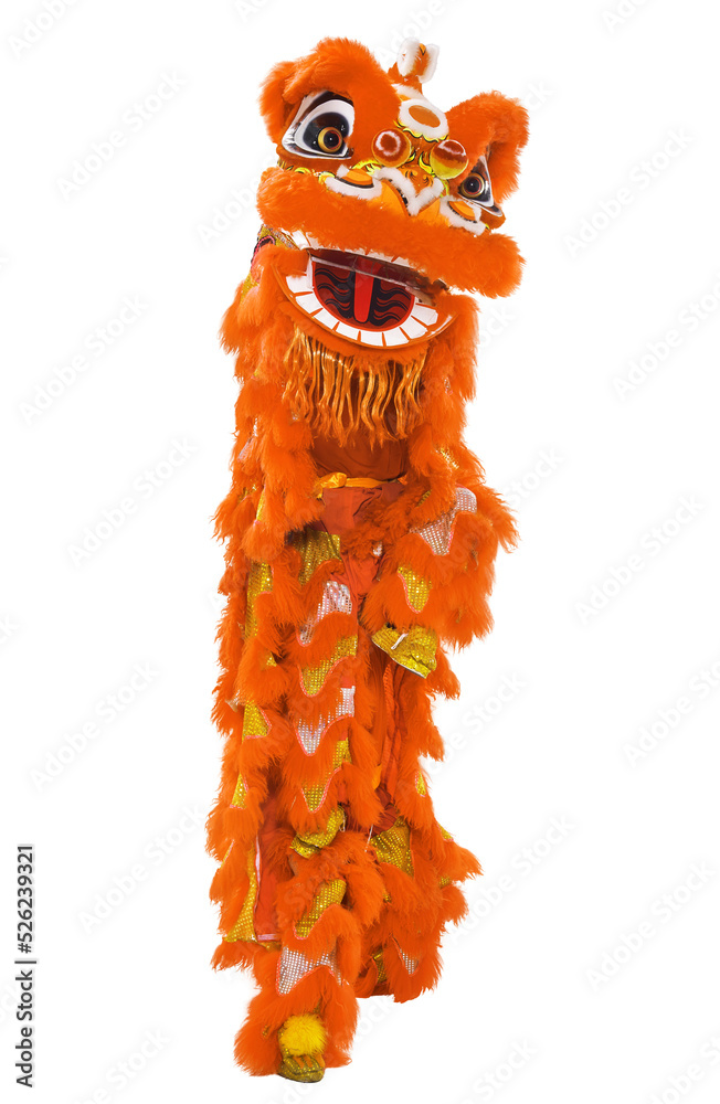 Lion dance isolated on white background Stock Photo | Adobe Stock