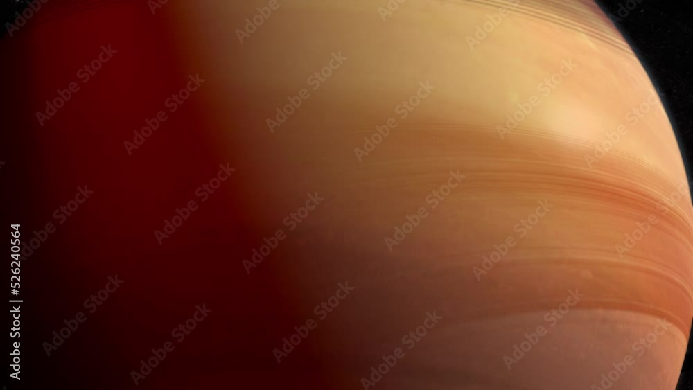 Vidéo Stock Fly around the Saturn Planet in Space in orbit features a beautiful motion ...